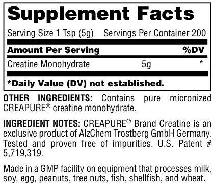 universal creatine ingredients 1 - Royalty Health