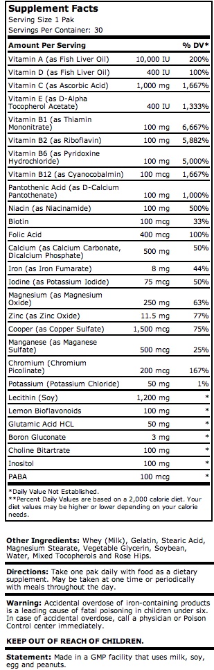 super vitamin pak ingredients - Royalty Health