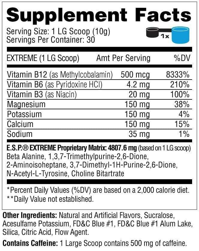 esp extreme supplement facts - Royalty Health
