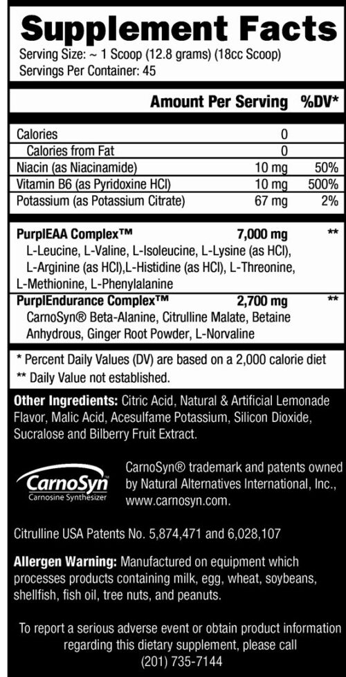 Purple Wraath Supplement Facts - Royalty Health